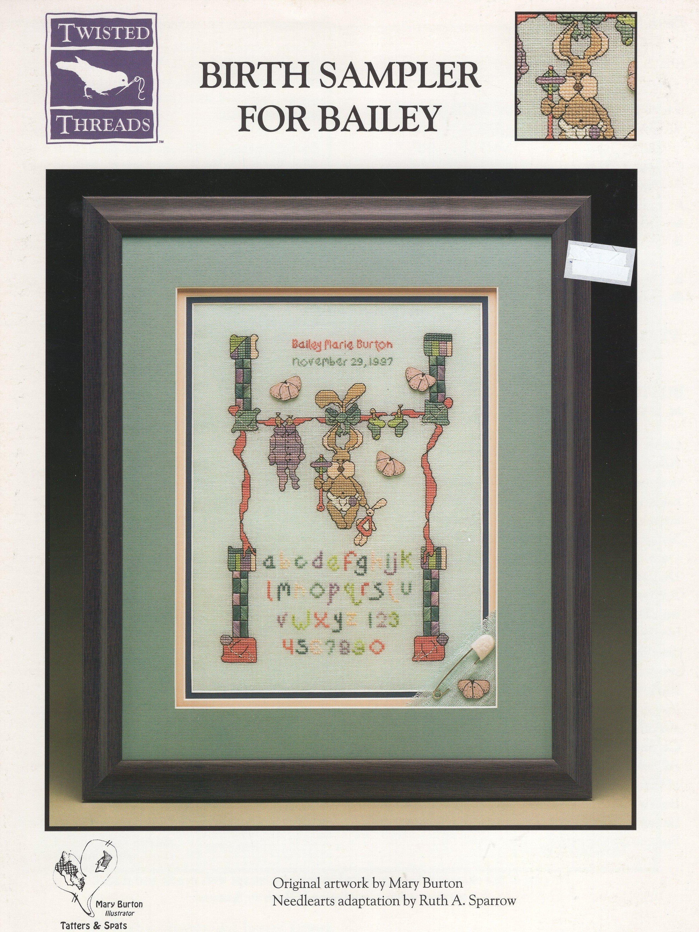 Birth Sampler For Bailey – Peach State Cross Stitch